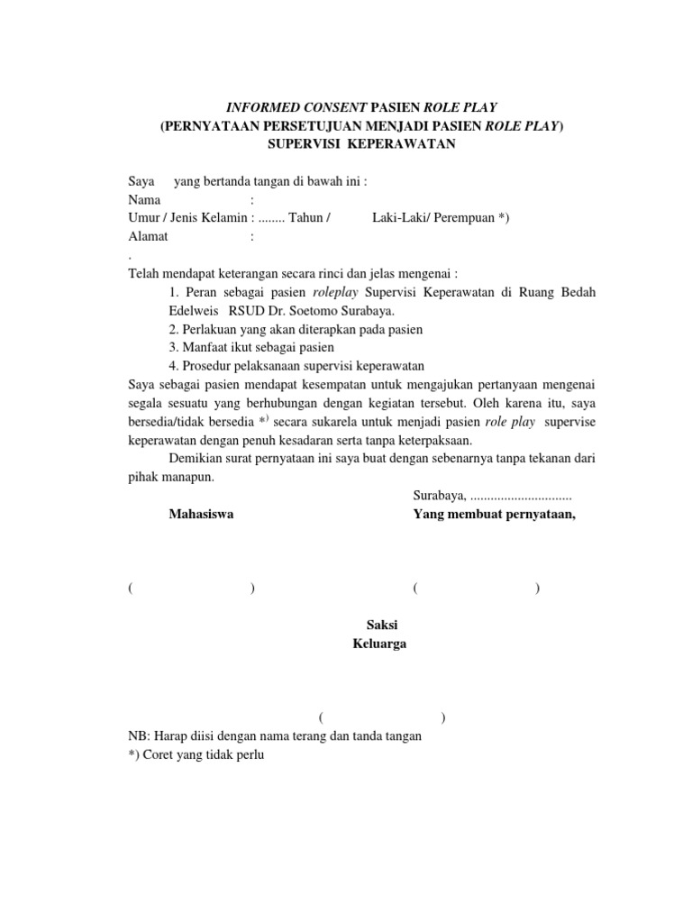 Informed Consent Pasien Role Play | PDF
