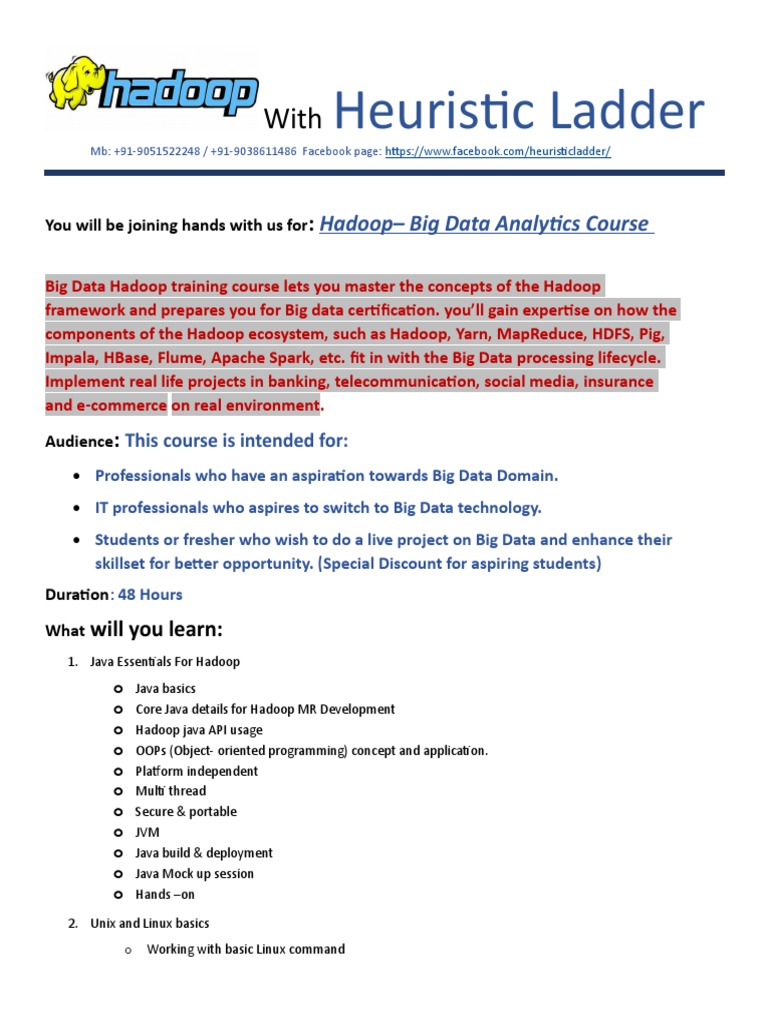 Heuristic Ladder: Hadoop - Big Data Analytics Course | PDF | Apache Hadoop | Map Reduce