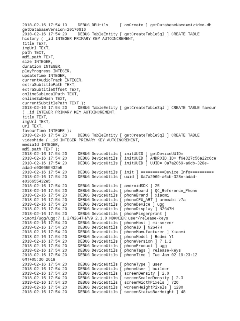 Database Initialization and Device Information Logging on Application Startup | PDF