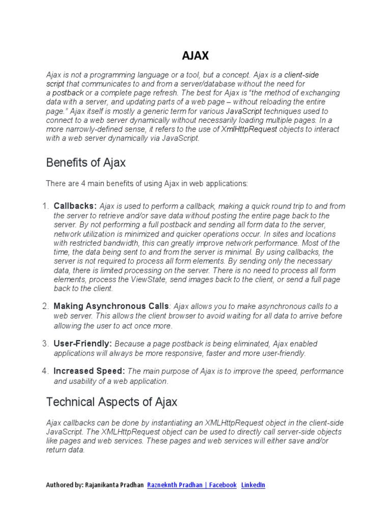 Benefits of Ajax: Client-Side Script Postback Javascript Xmlhttprequest | PDF | Ajax ...