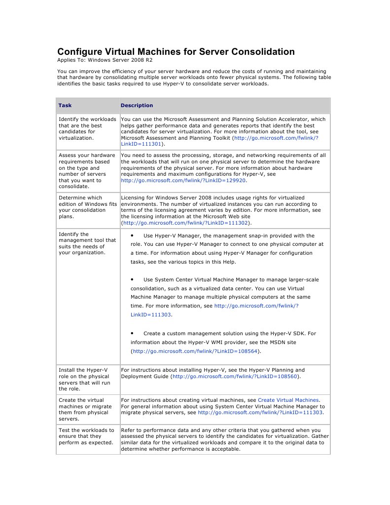 Configure Virtual Machines For Server Consolidation | PDF | Hyper V | Computing