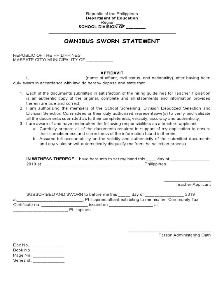 Omnibus Sworn | PDF | Affidavit | Government Information