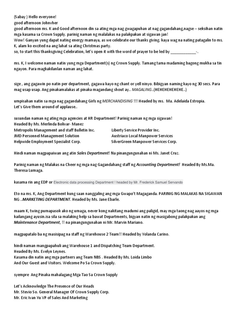 Christmas Party Script | PDF