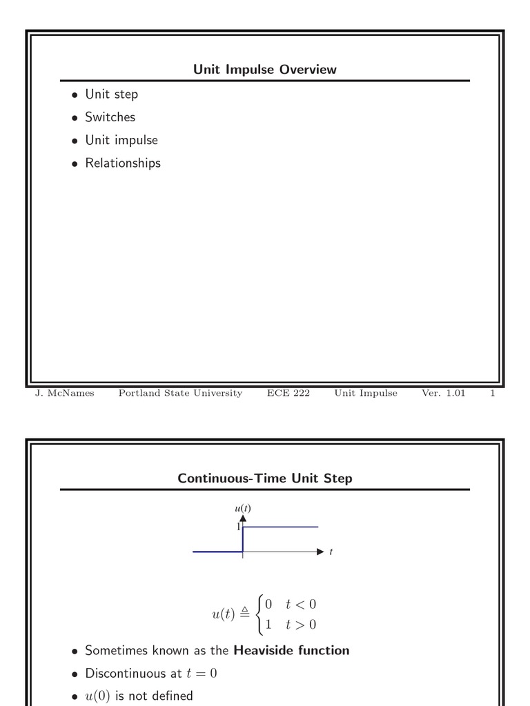 Unit Impulse Overview - Unit Step - Switches - Unit Impulse ...