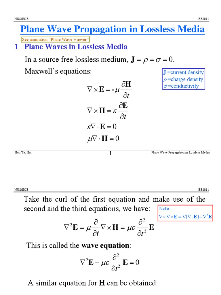 Plane Wave Propagation in Lossless Media | PDF | Polarization (Waves ...