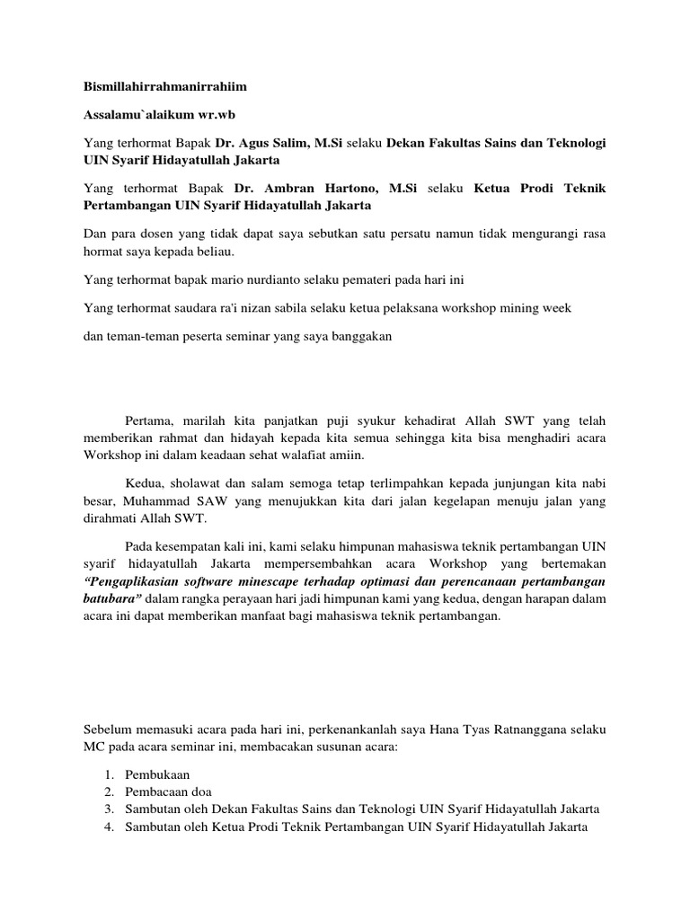 Teks MC Workshop | PDF