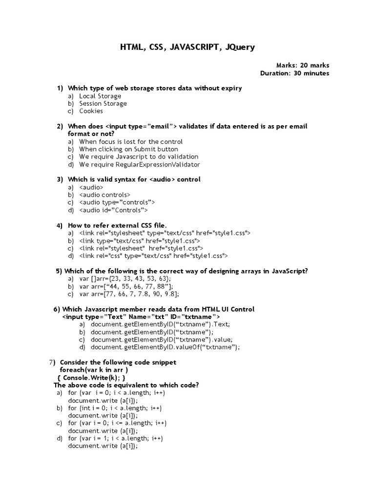C#Part2 MCQ Retest | PDF | Html | Java Script C#Part2 MCQ Retest | PDF | Html | Java Script
