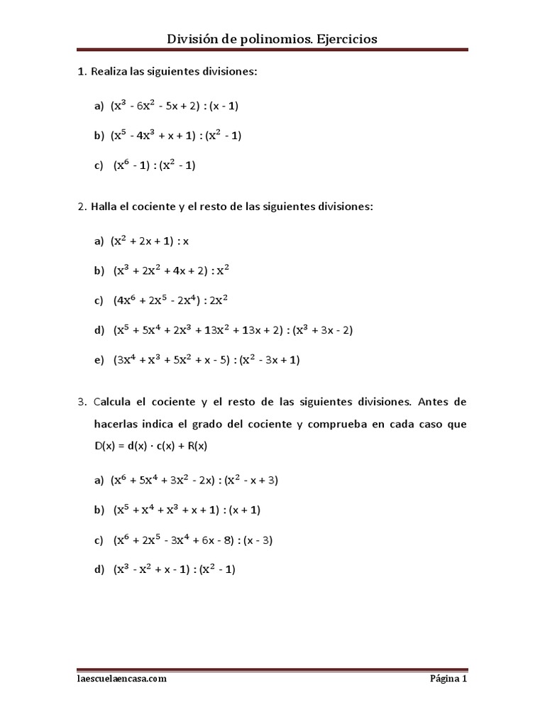 Hoja De Trabajo De División De Cocientes Parciales