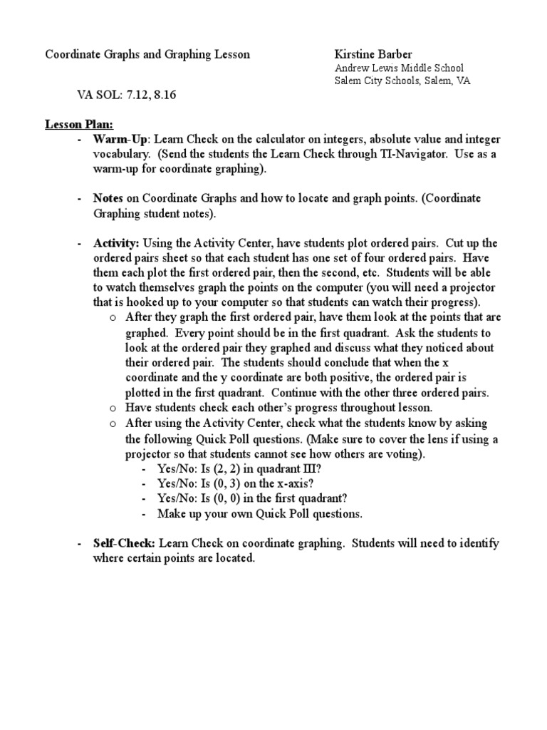 Lesson Plan:: Andrew Lewis Middle School Salem City Schools, Salem, VA ...