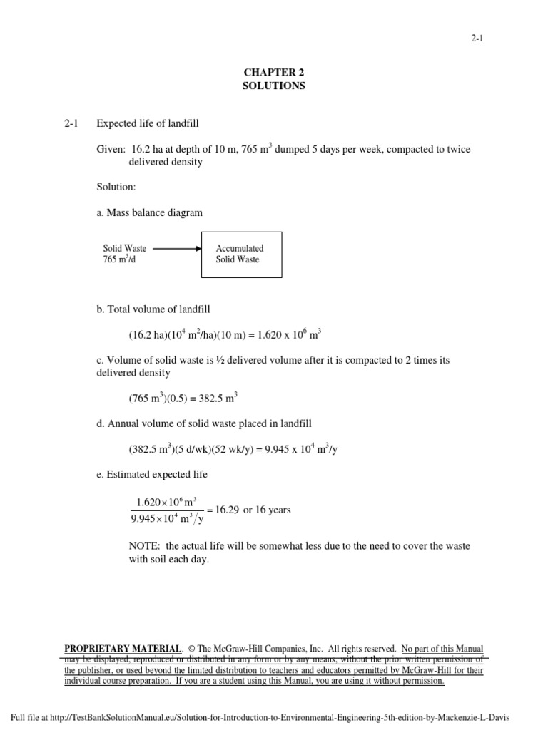 Solution For Introduction To Environmental Engineering 5th Edition by Mackenzie L Davis | PDF ...