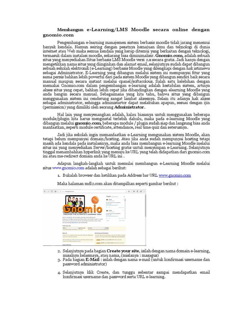 Optimalkan e-Learning Moodle dengan Gnomio | PDF