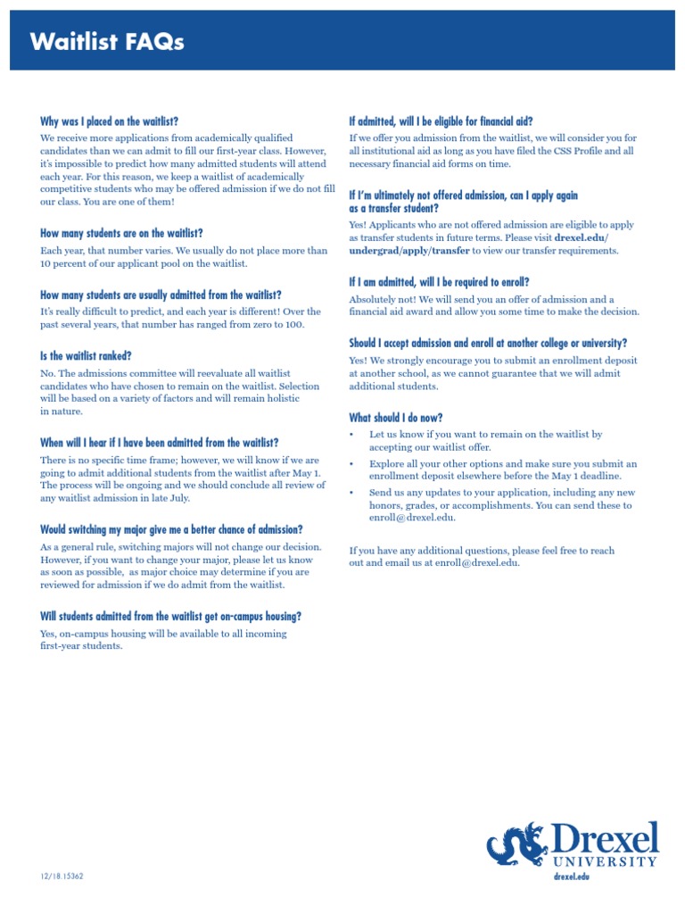 Waitlist Faqs: Undergrad/Apply/Transfer To View Our Transfer ... Waitlist Faqs: Undergrad/Apply/Transfer To View Our Transfer ...