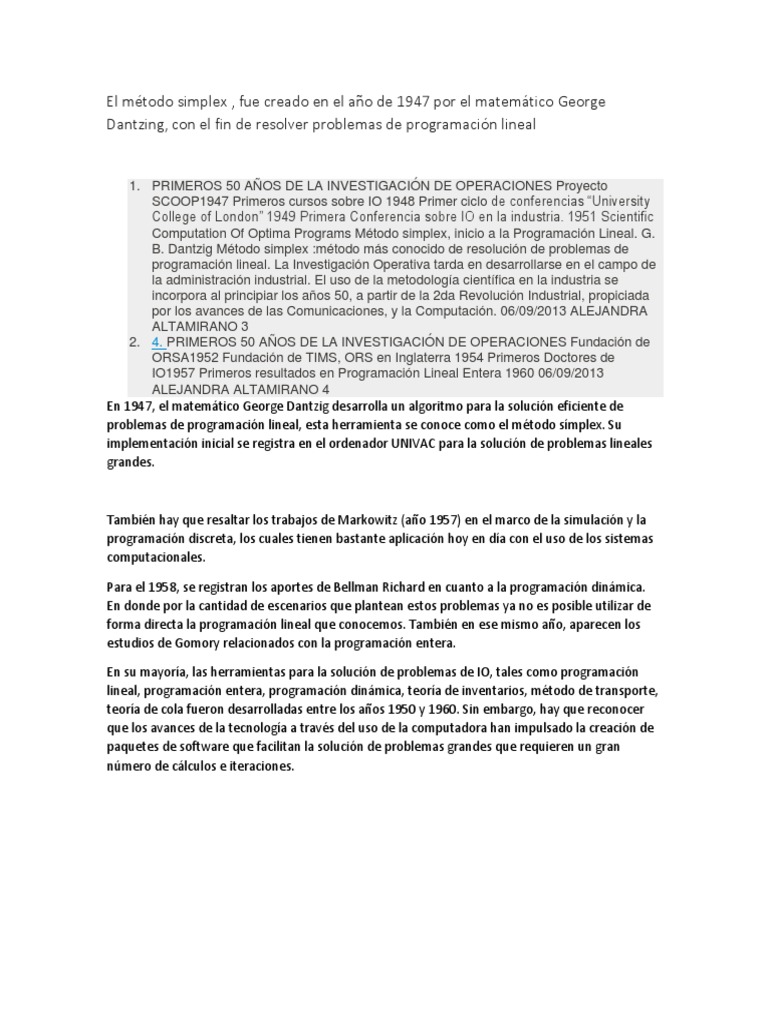 El Método Simplex | PDF | Modelo matemático | Programación lineal