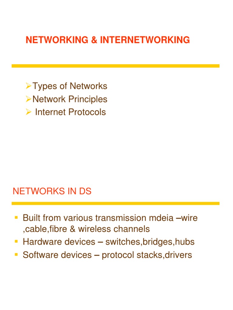 Networking & Internetworking: Types of Networks Network Principles ...