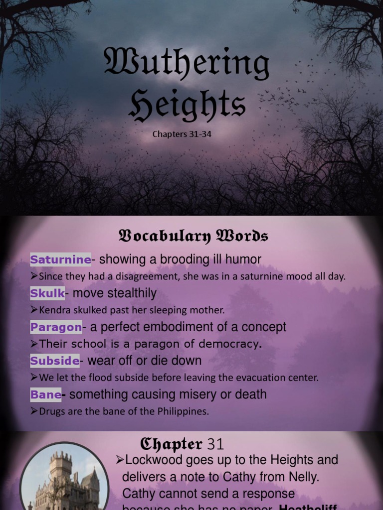 Wuthering Heights: Vocabulary & Plot | PDF | Heathcliff (Wuthering ...