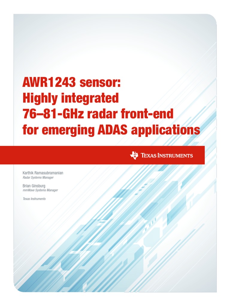AWR1243 Sensor: Highly Integrated 76-81-GHz Radar Front-End For ...