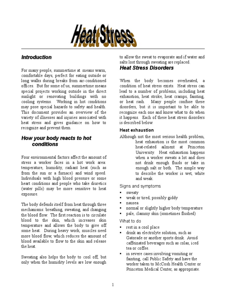 Heat Stress | PDF | Hyperthermia | Hypothermia