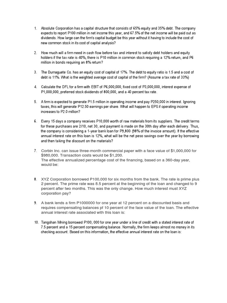 Quiz 3 PROBLEMS SOLMAN UNFINISHED | PDF | Cost Of Capital | Debt