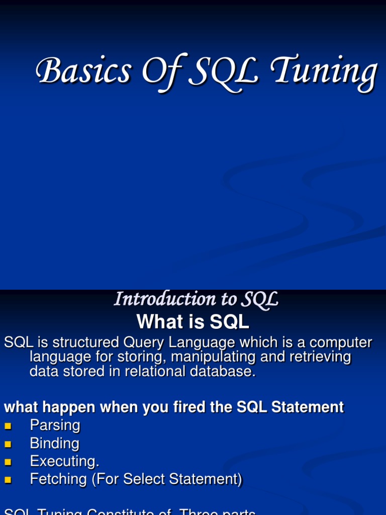 Basics Of Sql Tuning Pdf Database Index Sql