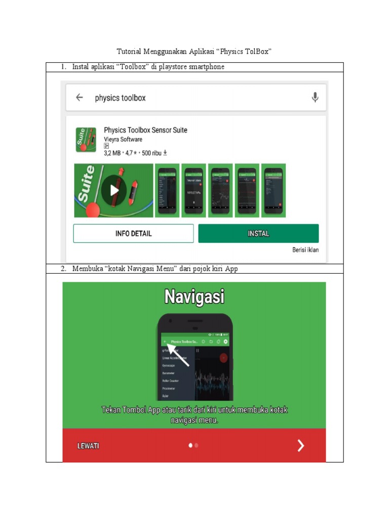 Tutorial Menggunakan Aplikasi Physics Toolbox | PDF