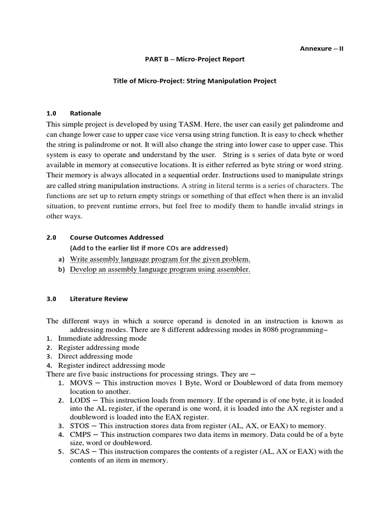 ALP Code For String Manipulation Project | PDF | String (Computer ...