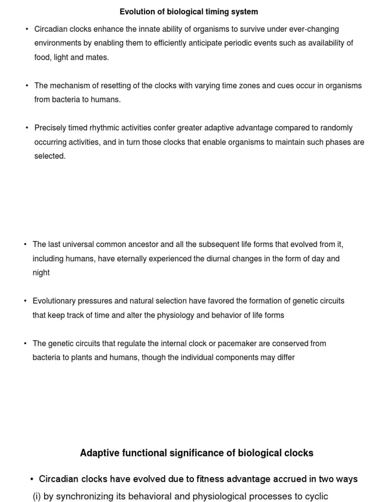 Evolution of Biological Timing System | PDF | Circadian Rhythm | Clock