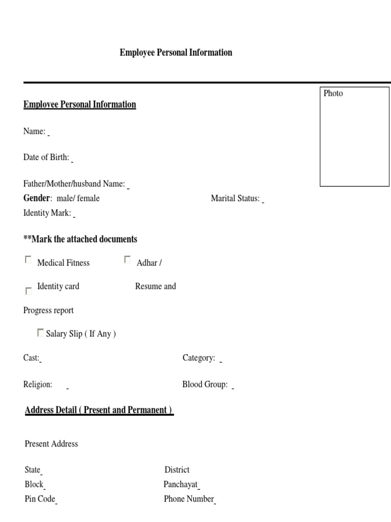 Employee Personal Information | PDF