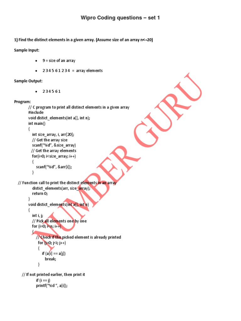 NG Wipro Coding-1 | PDF | Array Data Structure | Areas Of Computer Science