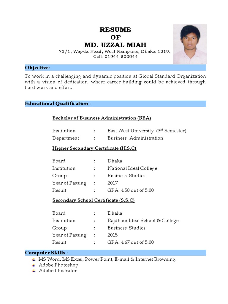 Resume OF Md. Uzzal Miah: Objective | PDF | Learning | Behavior Modification