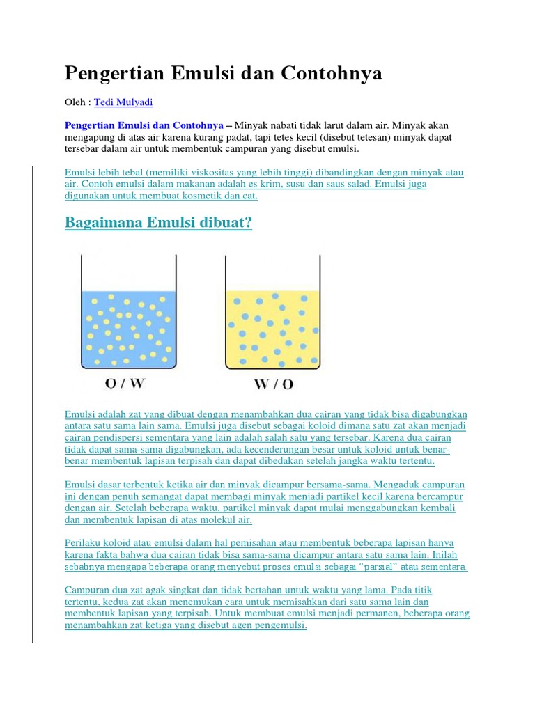 Pengertian Emulsi Dan Contohnya | PDF | Kesehatan Holistik