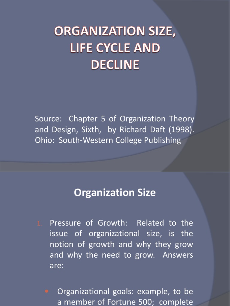 Organization Size, Life Cycle and Decline | PDF | Bureaucracy | Leadership