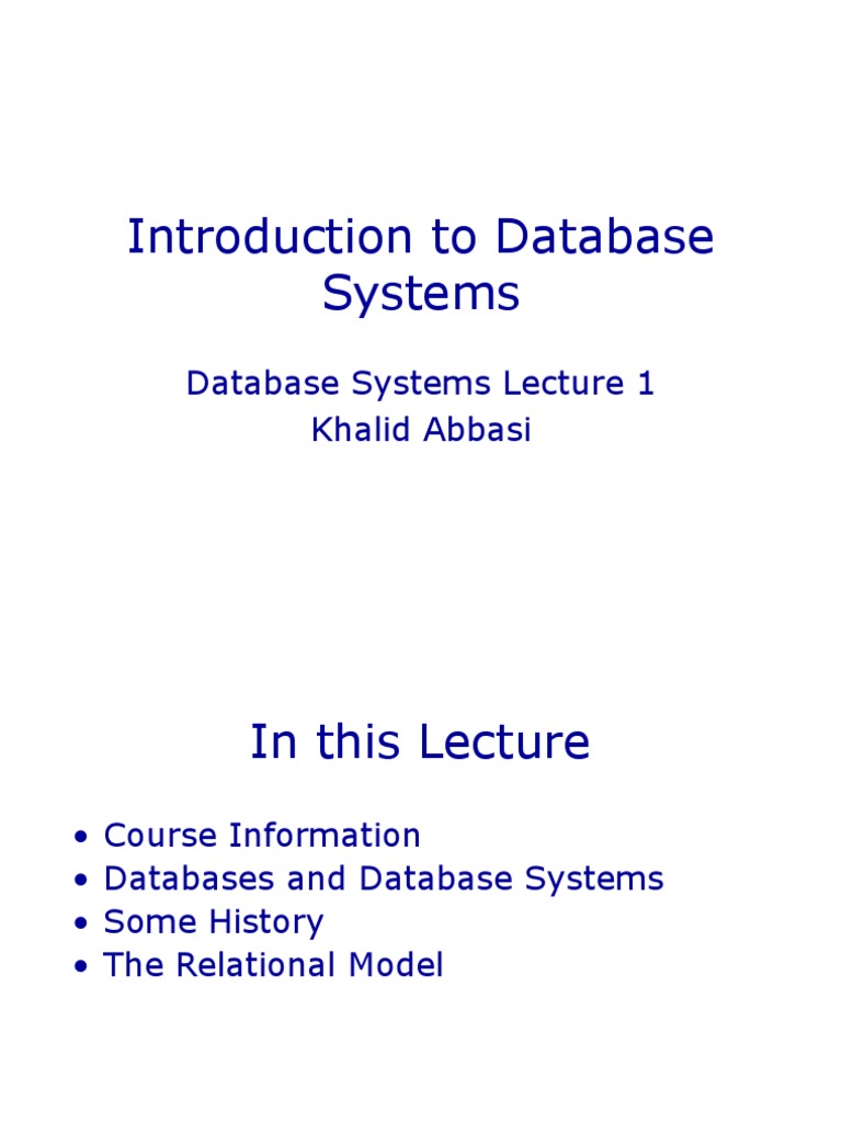 Introduction To Database Systems | PDF | Relational Model | Databases