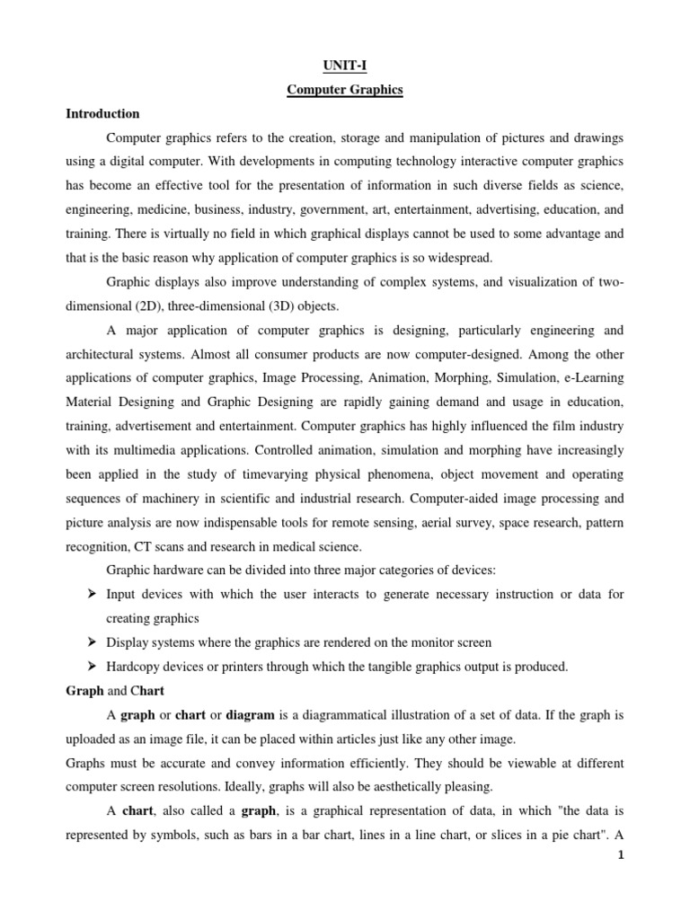 Unit-I Computer Graphics | PDF | Cathode Ray Tube | Printer (Computing)