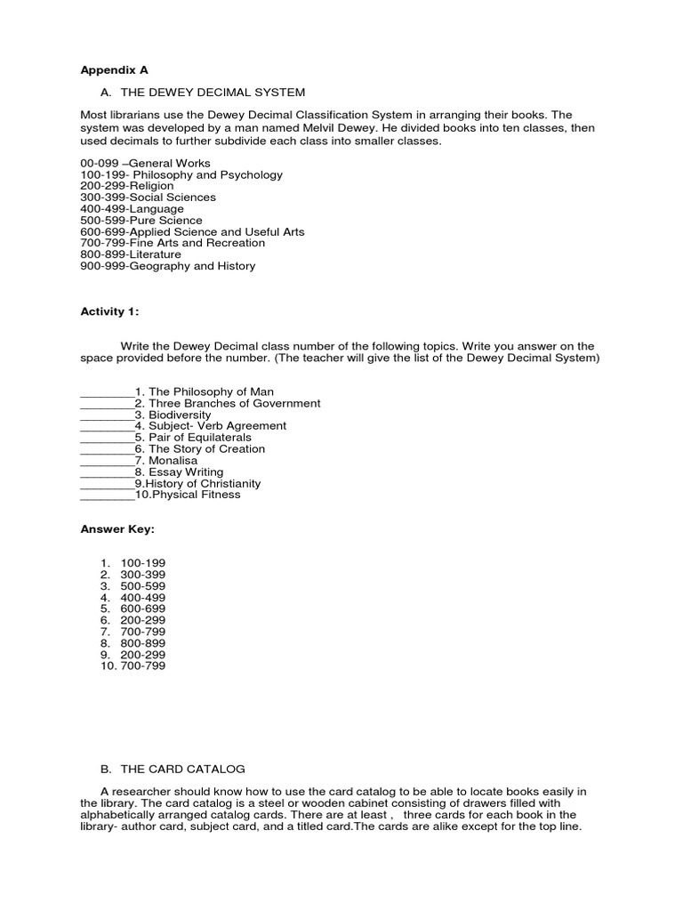 Appendices Week 1 Lesson 1 | PDF | Books | Library Science