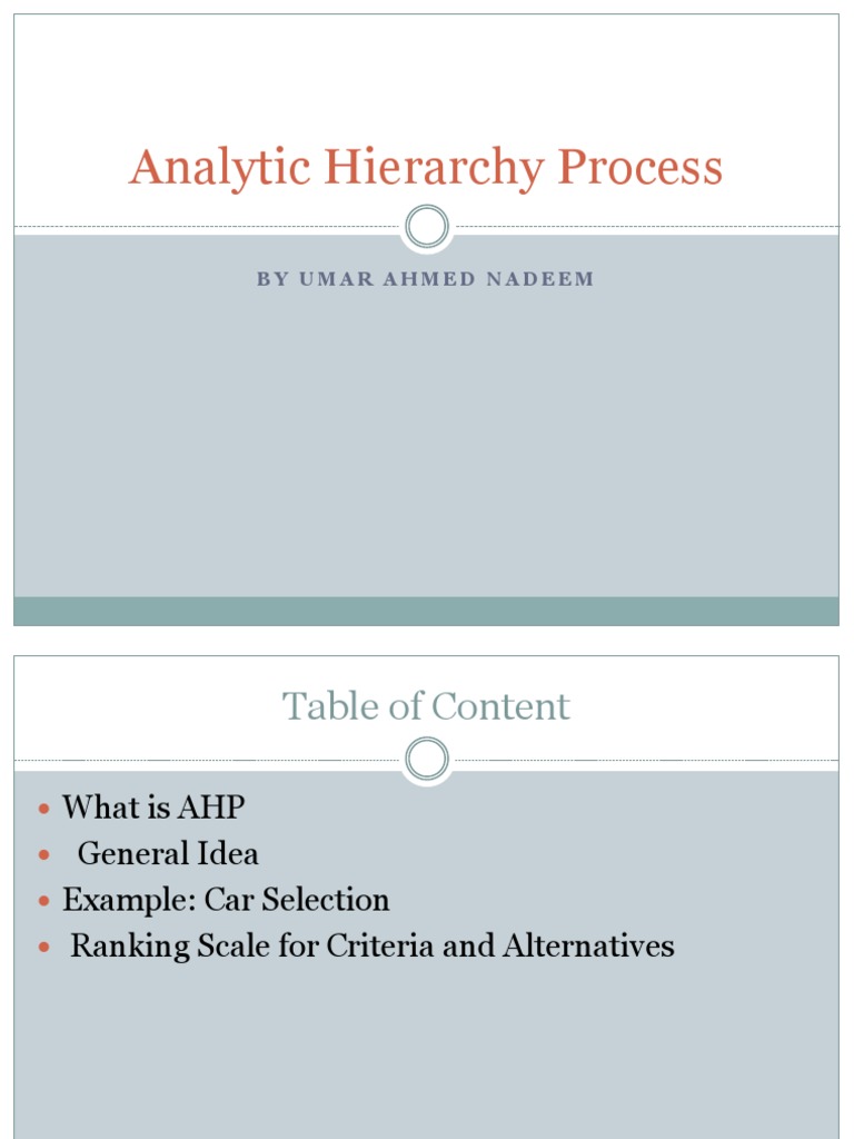 Analytic Hierarchy Process by Umar | PDF | Eigenvalues And Eigenvectors | Algorithms