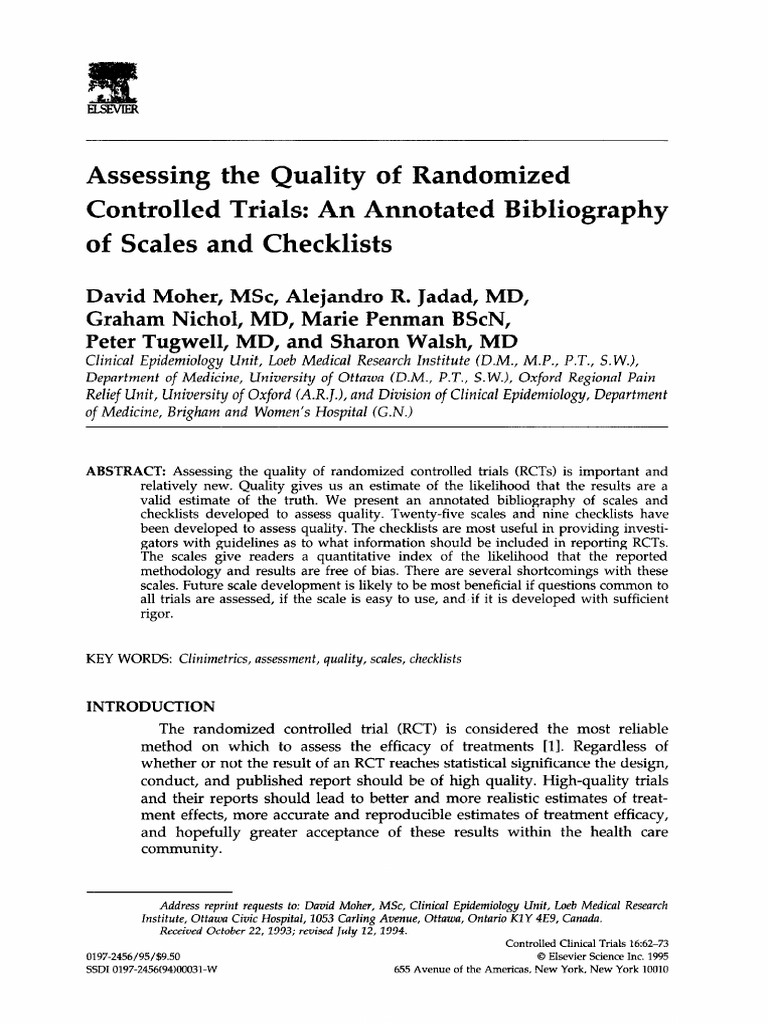 Assessing The Quality of Randomized Controlled Trials: An Annotated ...