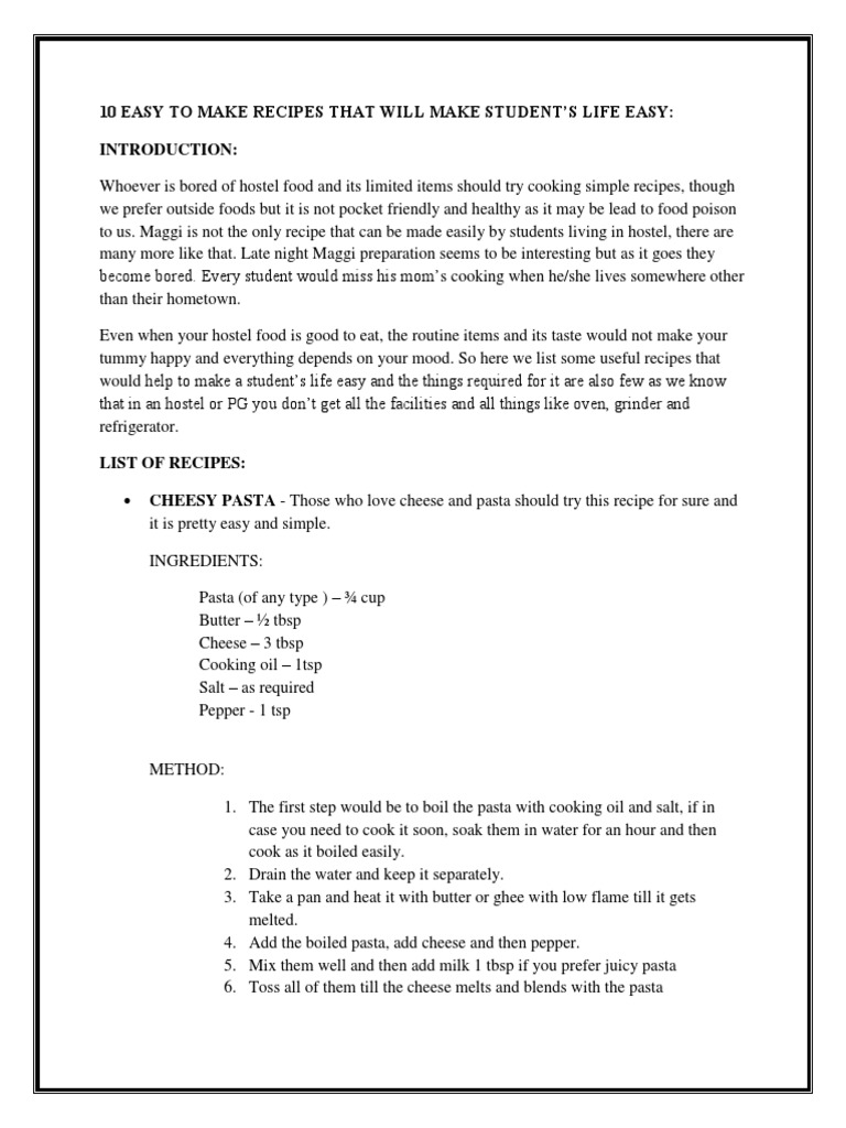 10 Easy Student Recipes: Quick and Budget-Friendly Meal Ideas for Busy ...