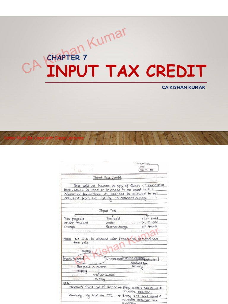 ITC Handwritten Notes - May 2019 by CA Kishan Kumar | PDF