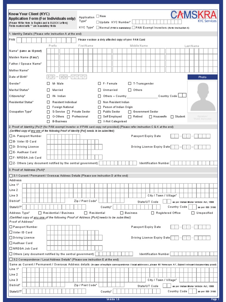 Central KYC Application Form Guide | PDF | Identity Document ...