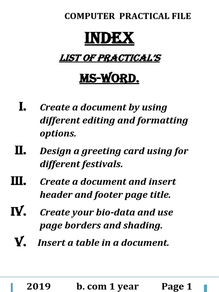 PRACTICAl File | PDF | Microsoft Word | Page Layout