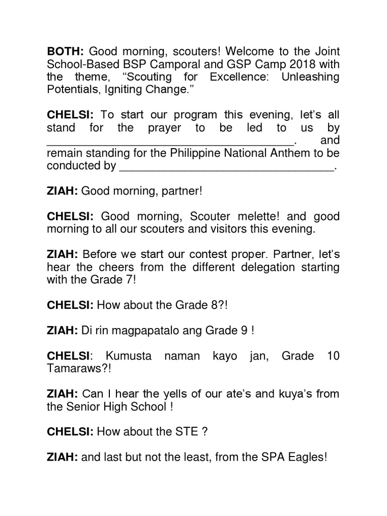 Script - Scout Palabas | Download Free PDF | Scouting | Leisure