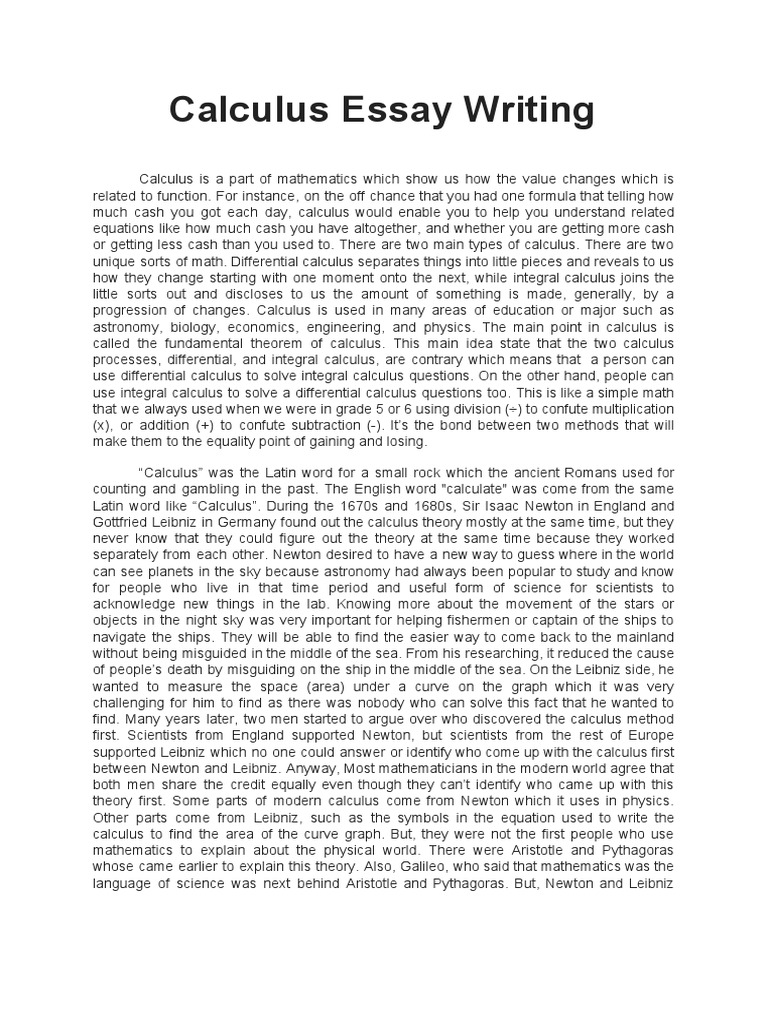 Calculus Essay Writing | PDF | Calculus | Integral