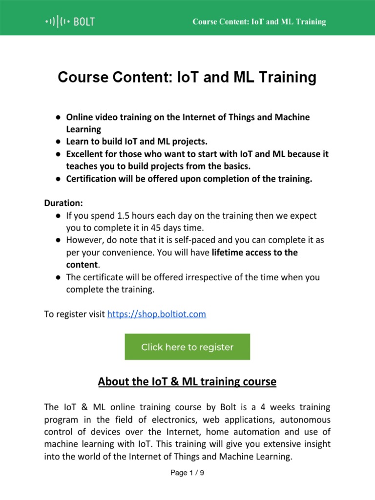 CourseContent - IoT and ML Training Bolt IoT With CTA 1 | PDF | Internet Of Things | Html