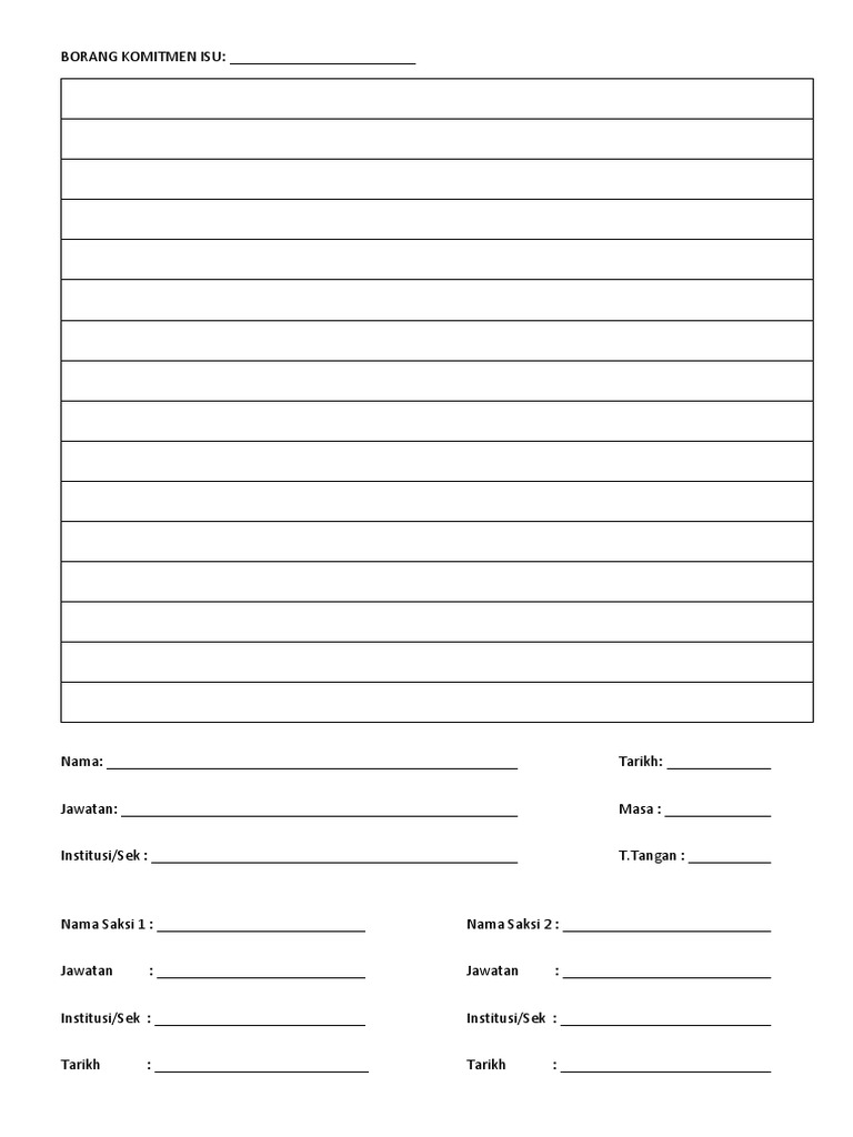 Borang Komitmen Isu | PDF