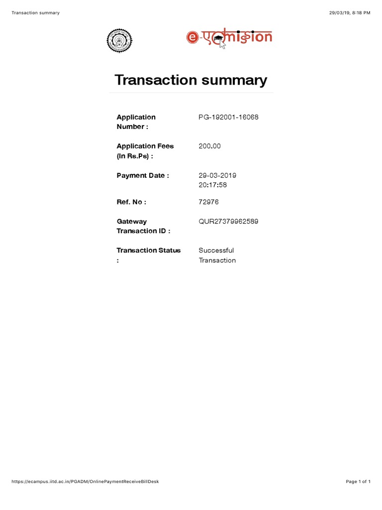 Transaction Summary | PDF
