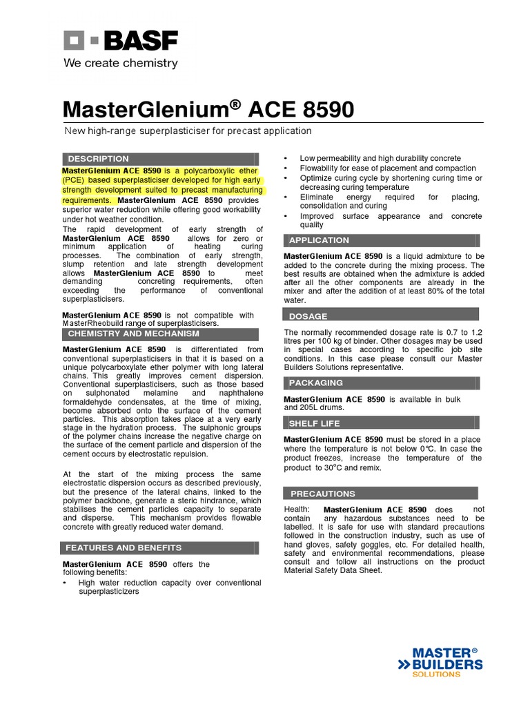 Masterglenium Ace 8590: New High-Range Superplasticiser For Precast ...