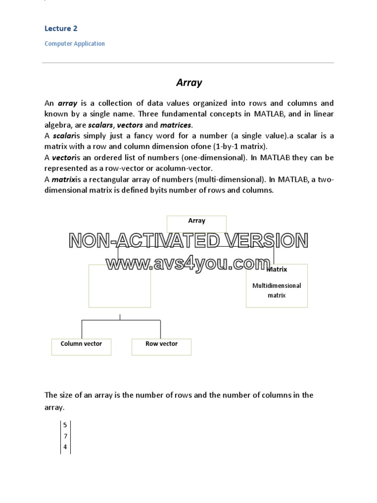 Non-Activated Version: Array | PDF | Matrix (Mathematics) | Vector Space