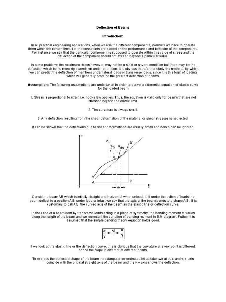 Deflection of Beams | PDF | Buckling | Bending