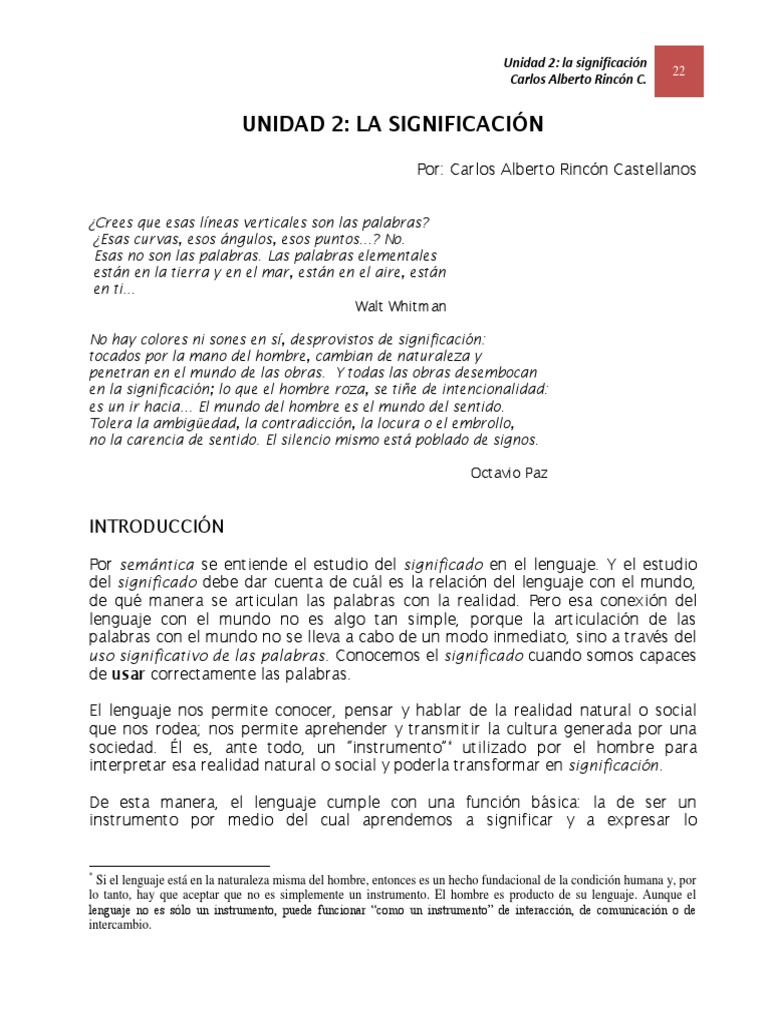La Significación | PDF | Palabra | Realidad