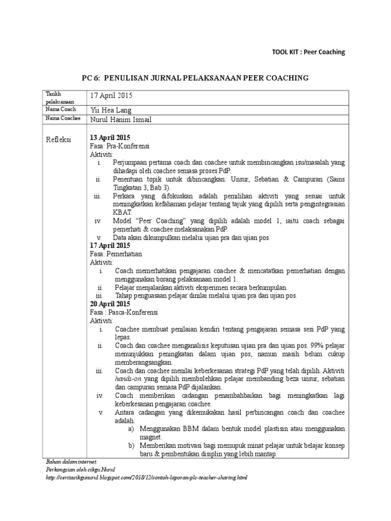 Panduan Penulisan Peer Coaching | PDF